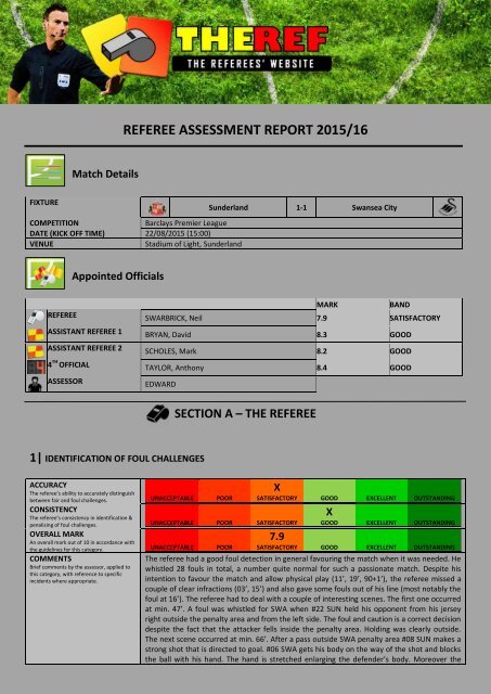 REFEREE ASSESSMENT REPORT 2015/16