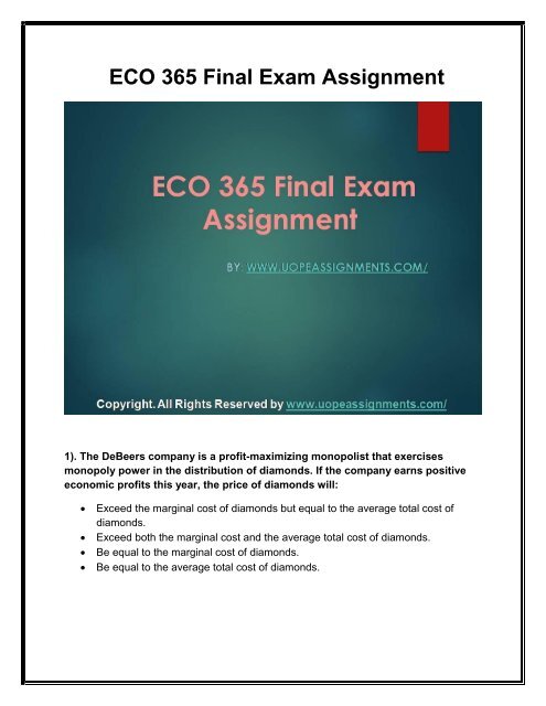ECO 365 Final Exam (August 2015) - Assignment.pdf