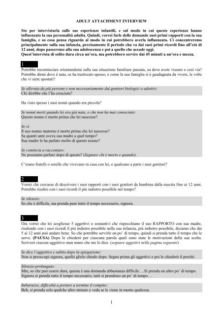 Adult Attachment Interview - Psicologia