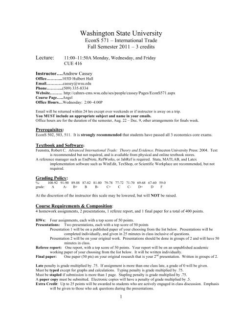 Syllabus - Washington State University