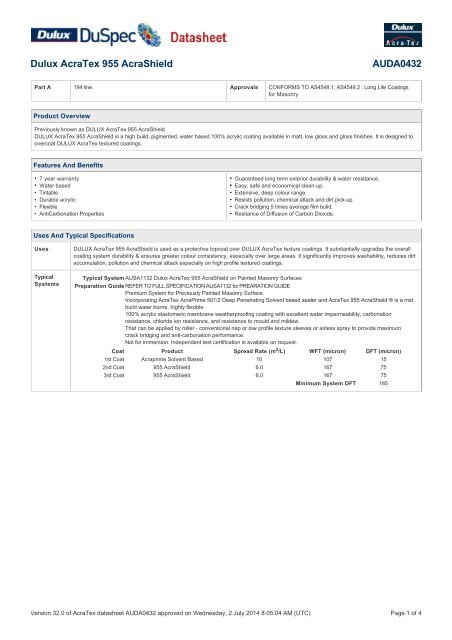 Dulux AcraTex 955 AcraShield AUDA0432