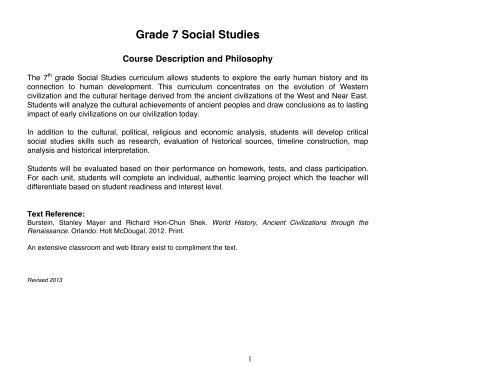 Grade 7 Social Studies