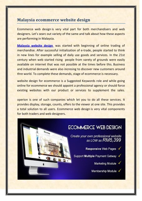 Malaysia E-commerce website design