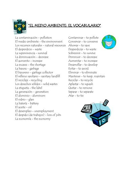 *EL MEDIO AMBIENTE EL VOCABULARIO*
