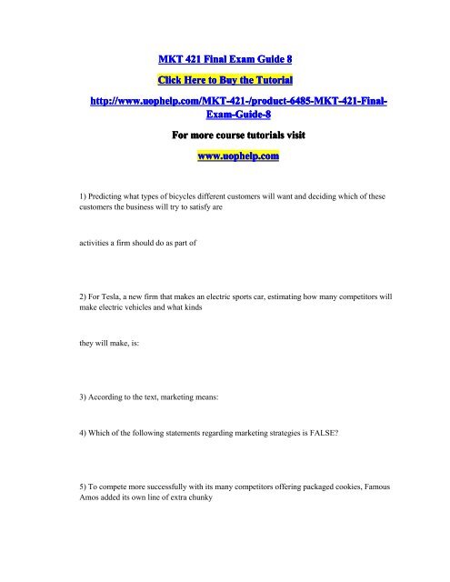 Mkt 421 Final Exam Guide 8 Pdf