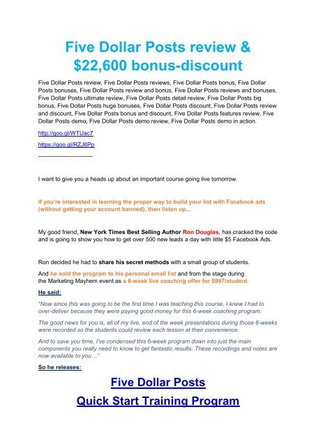 Fiver Dollar Posts review - A top notch weapon