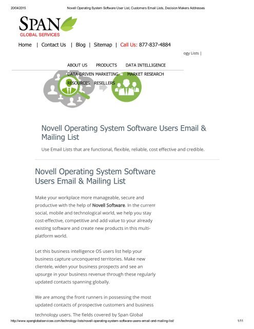 Purchase Customized Novell Operating System End User List from Span ...