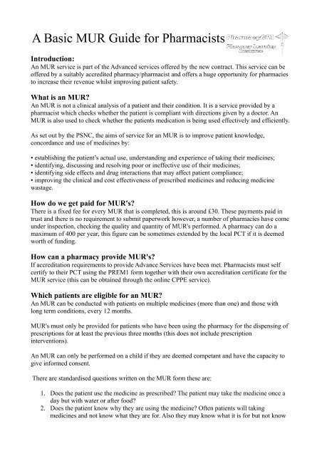 A Basic MUR Guide for Pharmacists