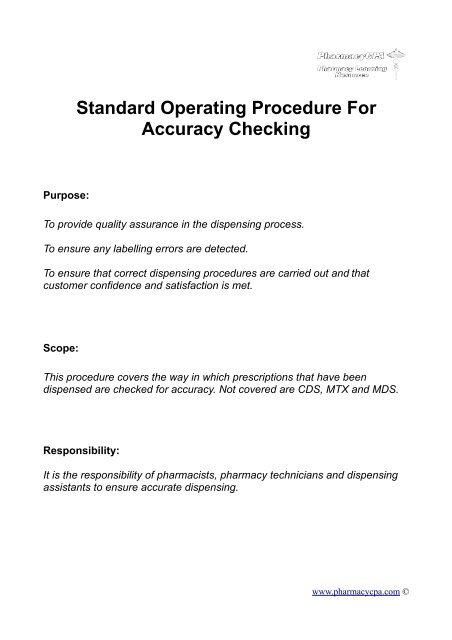 Standard Operating Procedure For Accuracy Checking standard-operating-procedure-for-accuracy-checking