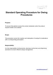 Standard Operating Procedure for Operating in the ... - Pharmacy SOP