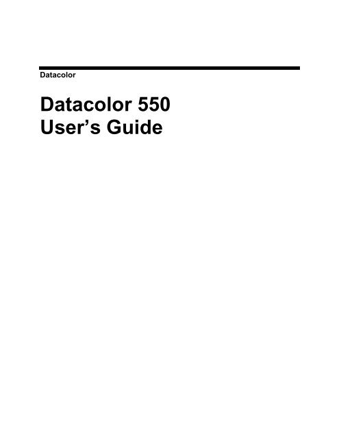 Datacolor 550 User’s Guide
