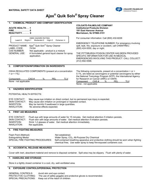 Ajax Quik Solv Spray Cleaner