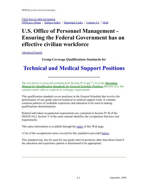 Group Qualification Standards for Technical and Medical ... - IFPM