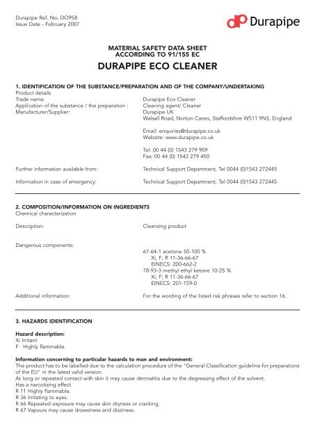 DURAPIPE ECO CLEANER