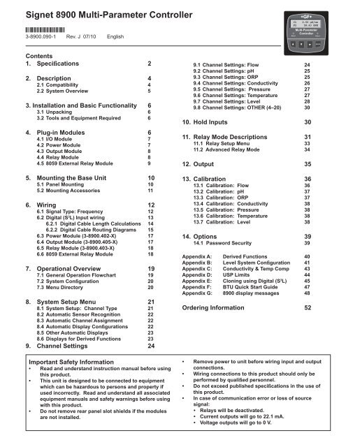 Signet 8900 Multi-Parameter Controller - Pipekit