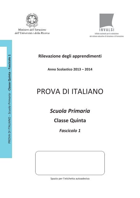 prova invalsi 2013 â 20143 italiano scuola elementare ... - Engheben