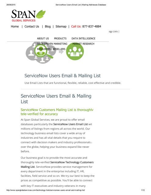 Buy Tele Verified ServiceNow End User List from Span Global Services