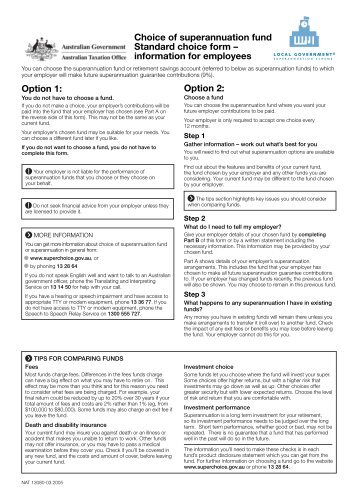 Choice of superannuation fund Standard choice form â information ...