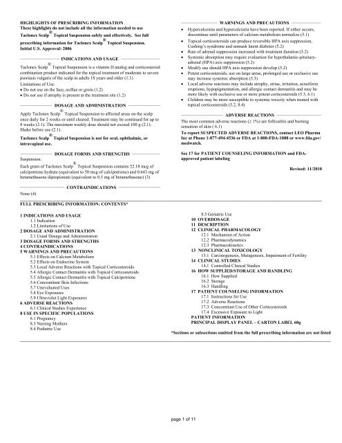 full Prescribing Information (PDF). - LEO Pharma