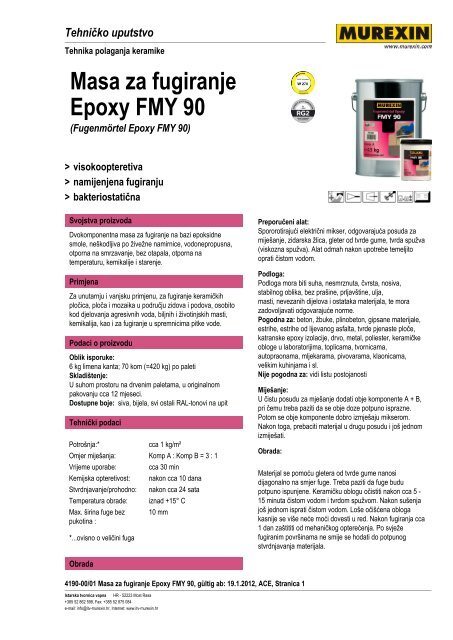 Masa za fugiranje Epoxy FMY 90 - Murexin
