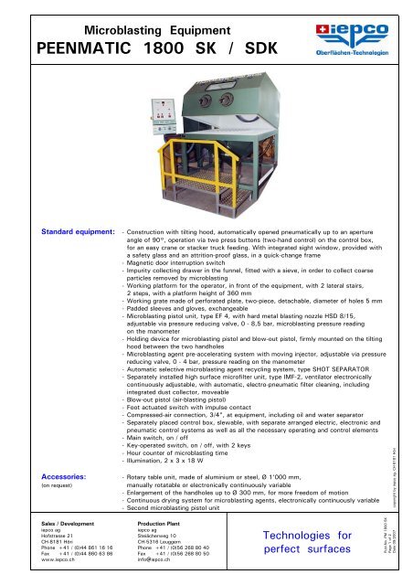 Microblasting Equipment PEENMATIC 1800 SK / SDK