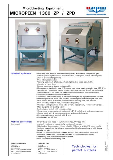 Microblasting Equipment MICROPEEN 1300 ZP / ZPD
