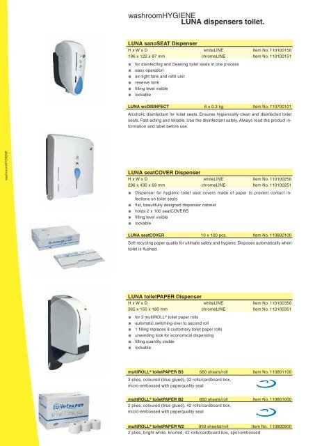 washroomHYGIENE LUNA dispensers toilet. - Qatar Intercare