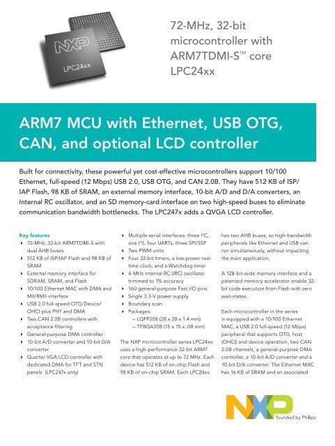 75015914, ARM7 MCU with Ethernet, USB OTG, CAN