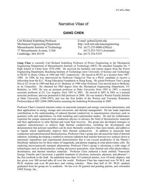 Curriculum Vitae - MIT Department of Mechanical Engineering