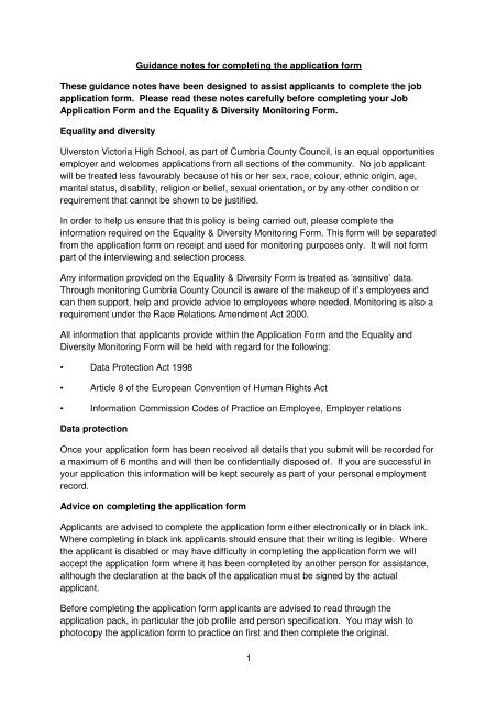 1 Guidance notes for completing the application form These ...