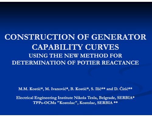 CONSTRUCTION OF GENERATOR CAPABILITY A CURVES