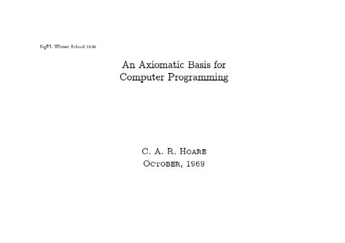 An Axiomatic Basis for Computer Programming