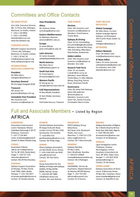 Committees and Office Contacts - International Bureau for Epilepsy