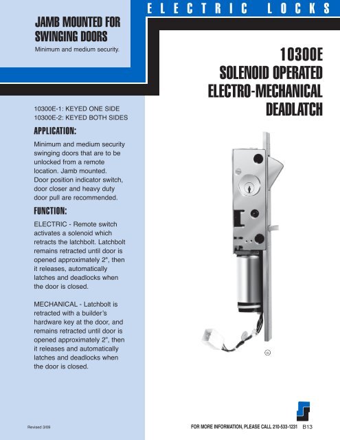 10300E SOLENOID OPERATED ELECTRO-MECHANICAL DEADLATCH