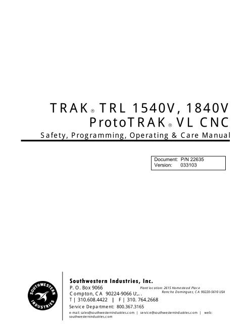 VL Programming Manual - XYZ Machine Tools