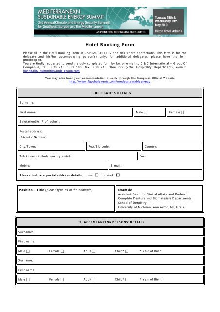Hotel Booking Form - FT Business