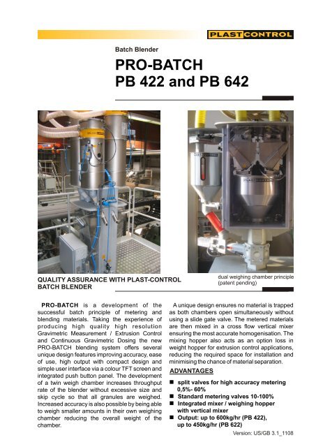 PRO-BATCH PB 422 and PB 642 - Plast-Control Inc.