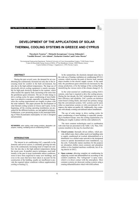 Development of the applications of solar thermal cooling - solco