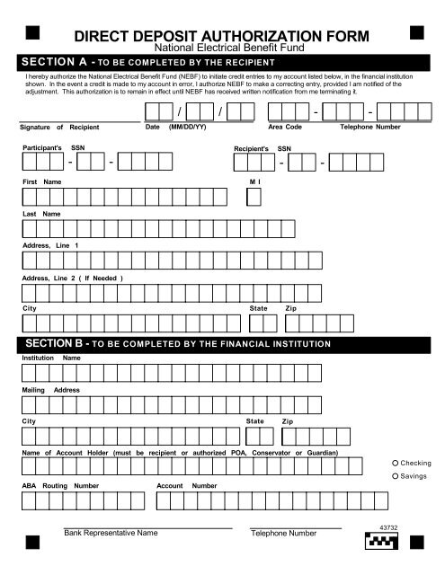 DIRECT DEPOSIT AUTHORIZATION FORM