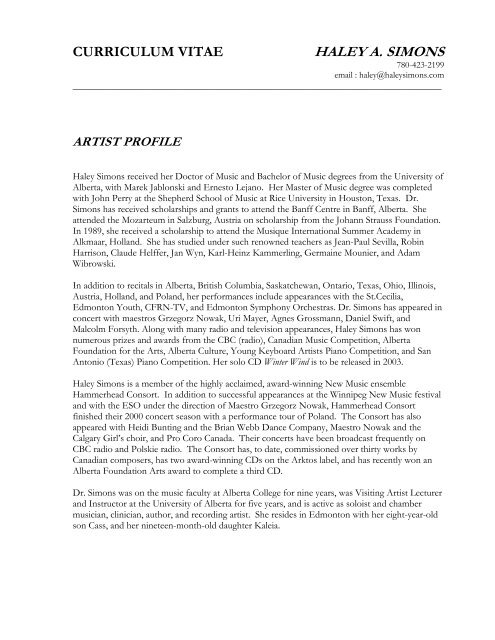 ARTIST PROFILE - Haley Simons