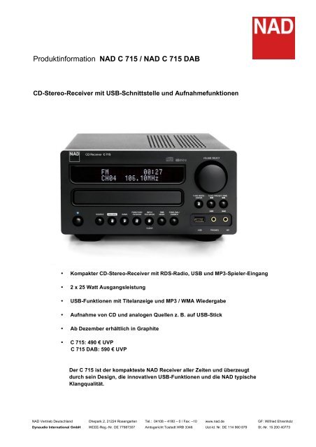 Produktinformation NAD C 715 / NAD C 715 DAB