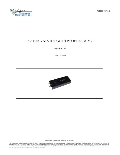 GETTING STARTED WITH MODEL A3LA-XG