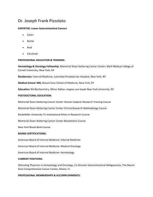 Dr Joseph Frank Pizzolato