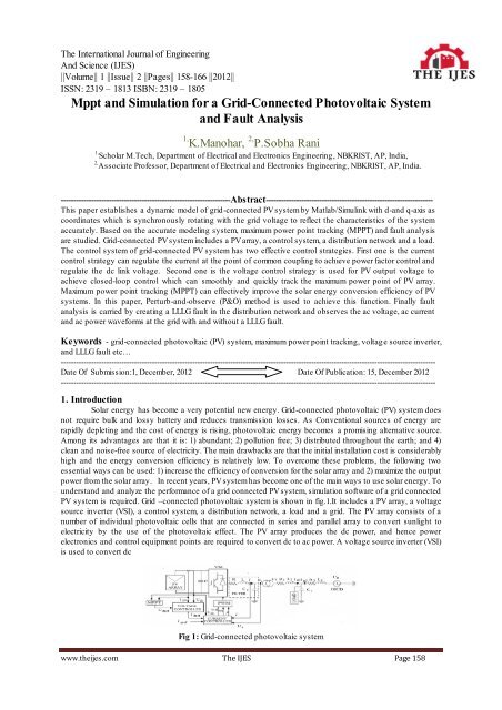 Mppt and Simulation for a Grid-Connected Photovoltaic System and Fault ...