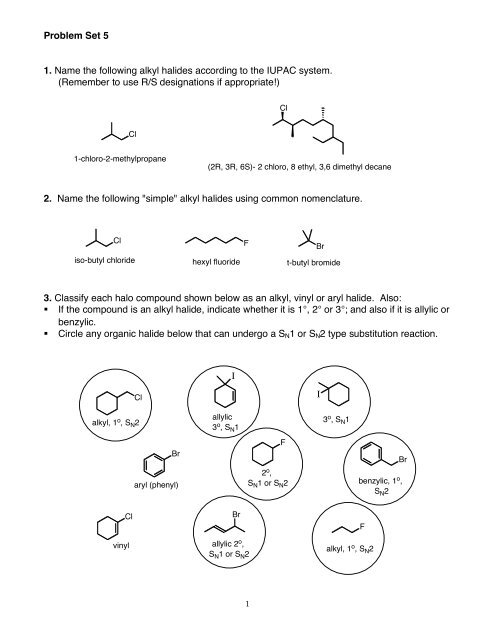 Problem Set 5, KEY - Chemistry