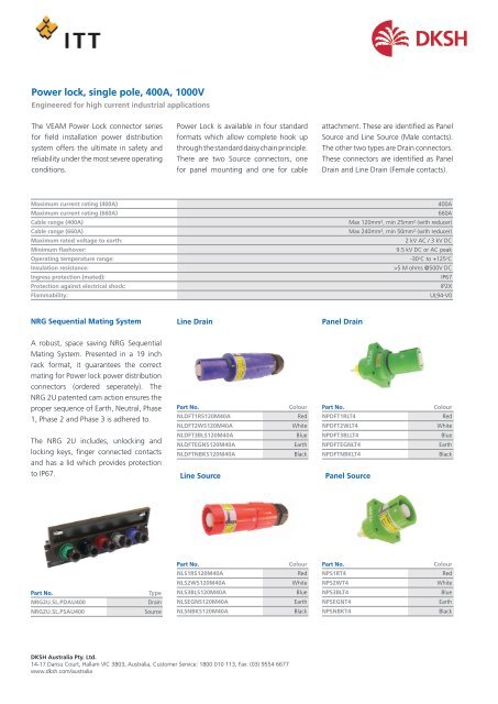 Power lock single pole 400A 1000V