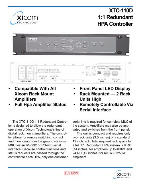 Xicom XTC-110D 1:1 Redundant HPA Controller