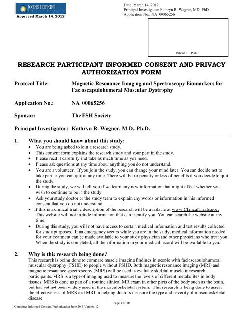 RESEARCH PARTICIPANT INFORMED CONSENT AND PRIVACY AUTHORIZATION FORM