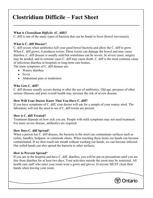 Clostridium Difficile – Fact Sheet