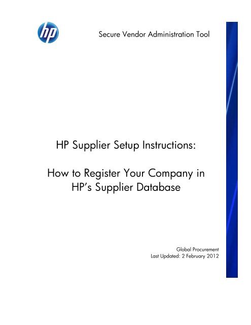 Supplier Setup Instructions - English - HP